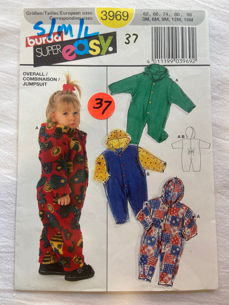 Burda Super Easy 3969 Pattern Baby Fleece Overalls w/ Hood – Wee Scotty