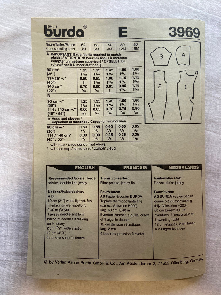 Burda Super Easy 3969 Pattern Baby Fleece Overalls w/ Hood – Wee Scotty